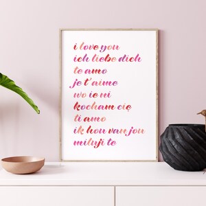 I Love You Different Languages Printable Valentines Day Decor Trendy ...