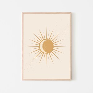 Gold Boho Sun Printable Sun Poster Celestial Art Aesthetic Minimalist ...