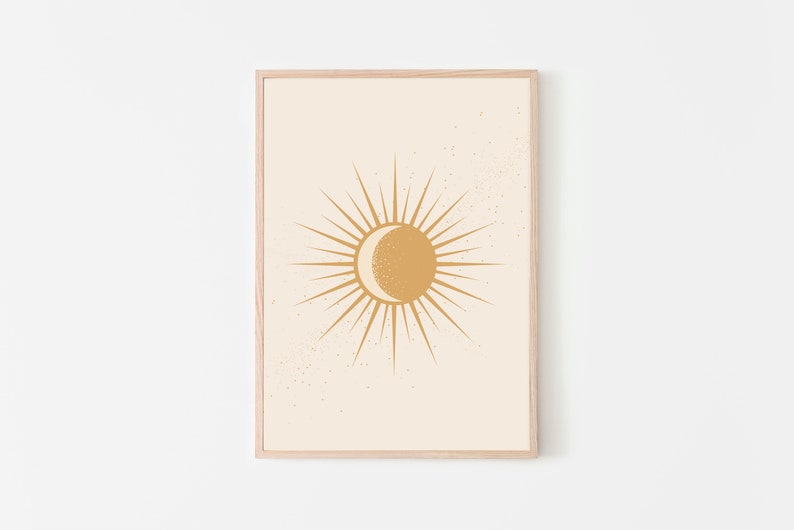 Gold Boho Sun Printable Sun Poster Celestial Art Aesthetic Minimalist ...