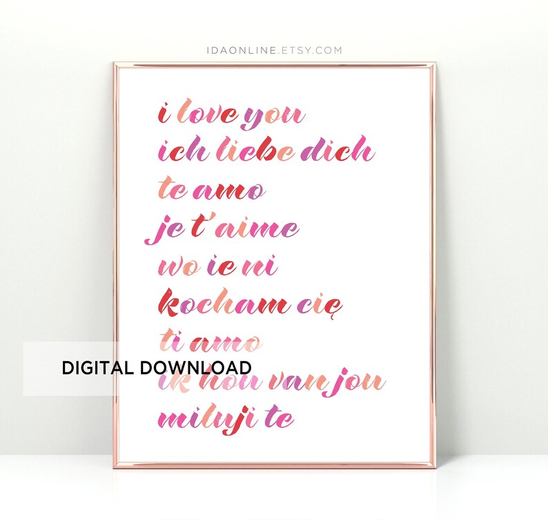I Love You Different Languages Printable Valentines Day Decor - Etsy