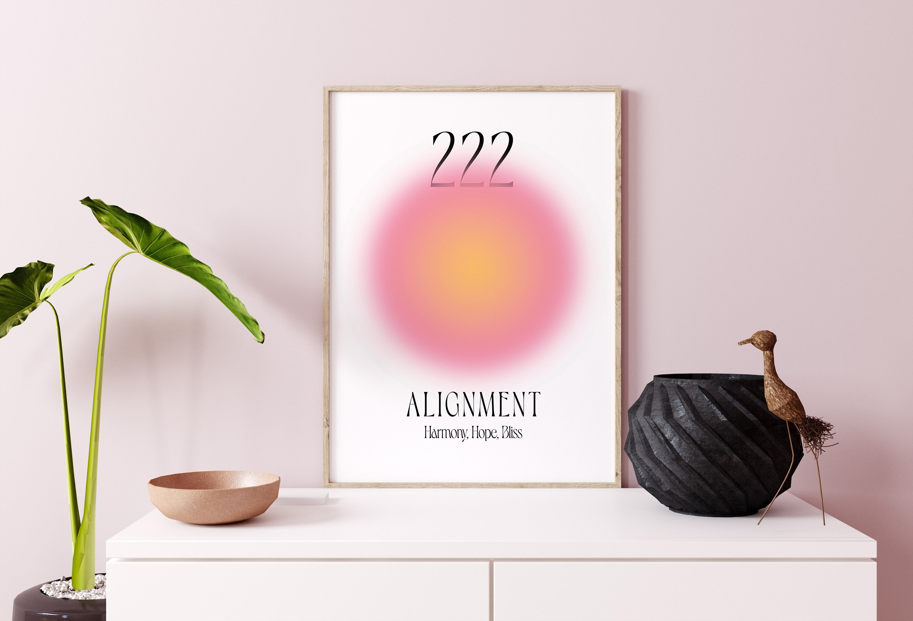 222 Manifest Printable Angel Numbers Gradient Print Aura Poster ...