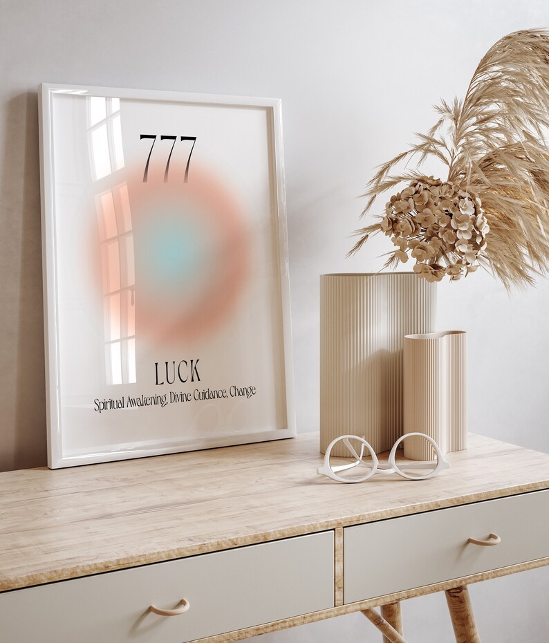 777 Manifest Printable Angel Numbers Gradient Print Aura Poster ...