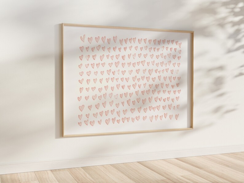 Pink Hearts Printable Heart Poster Bedroom Wall Art Girl's - Etsy
