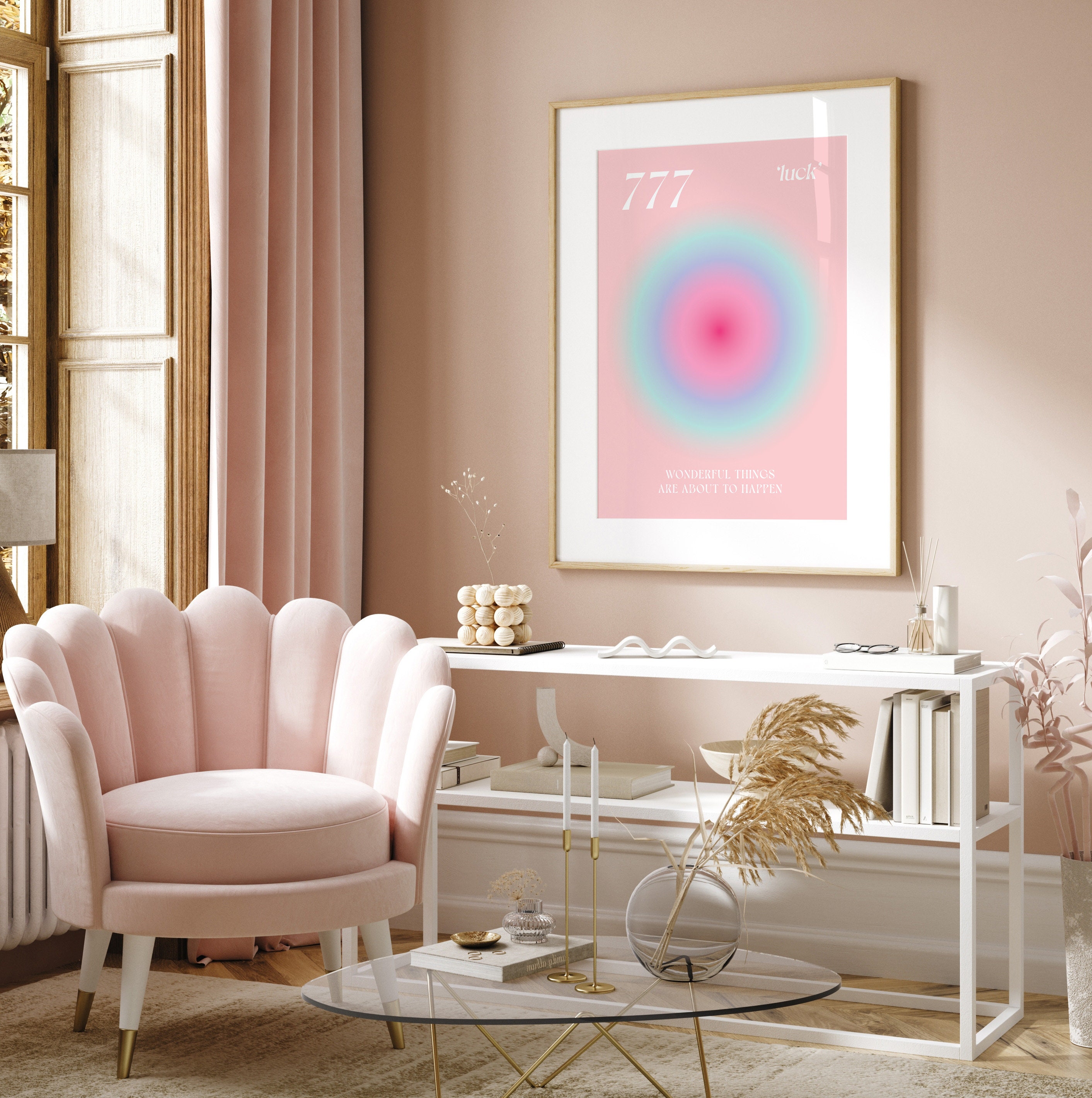 777 Manifest Printable Angel Numbers Gradient Print Aura Poster ...