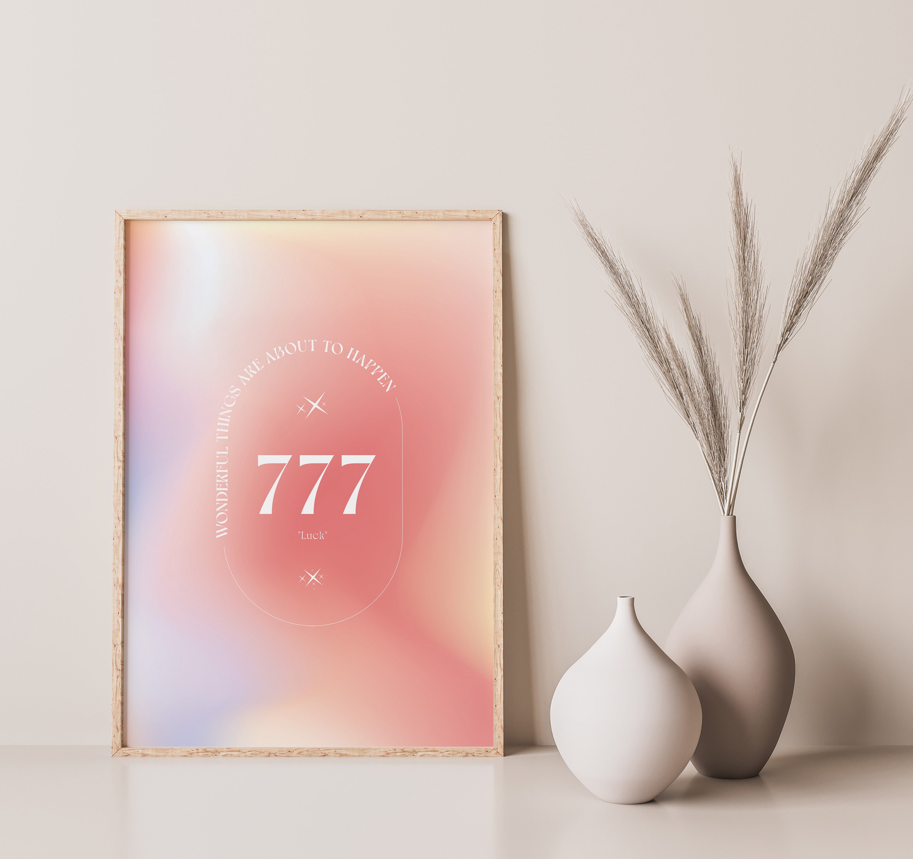 777 Manifest Printable Angel Numbers Gradient Print Aura Poster ...