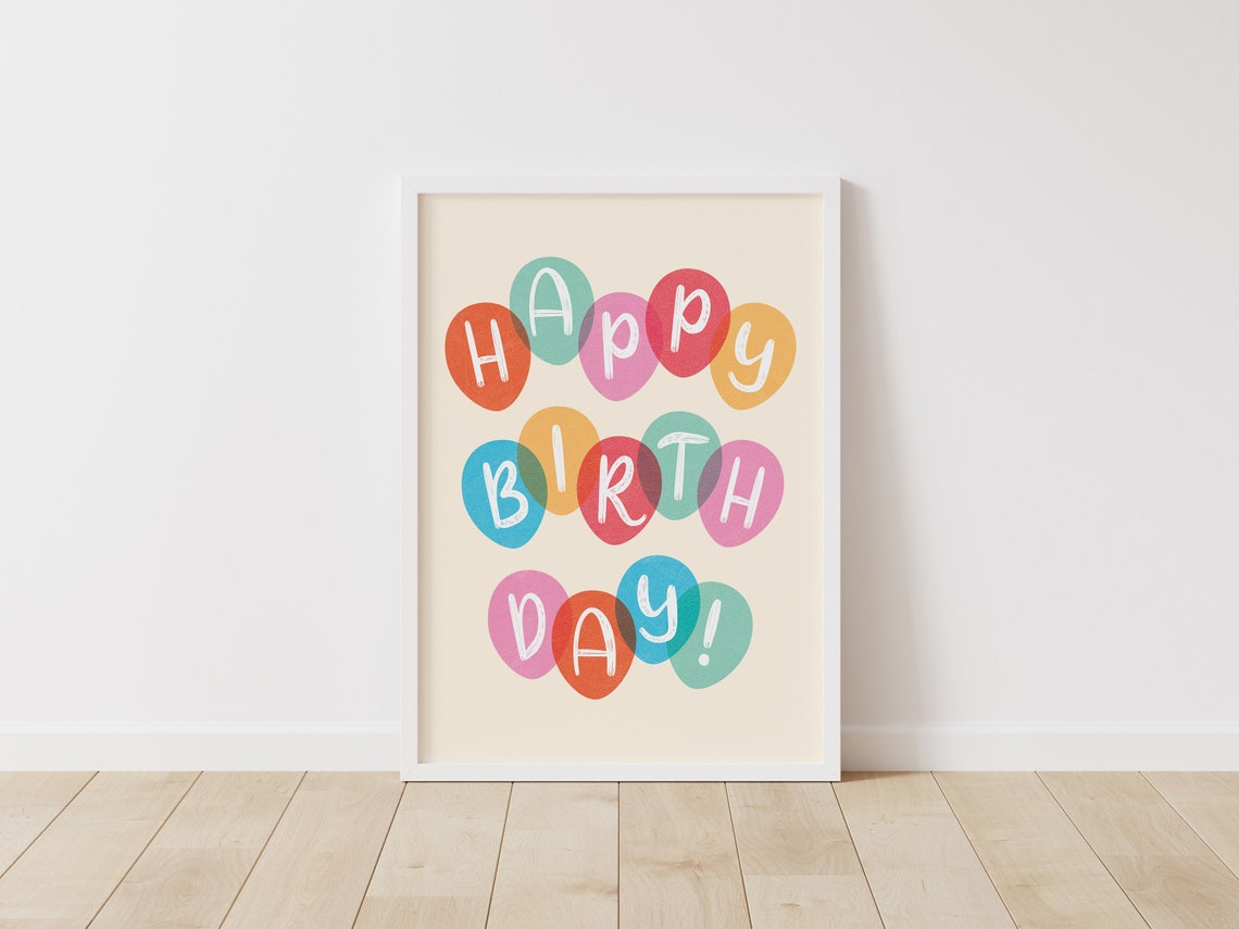 Happy Birthday PRINTABLE Art Happy Birthday Sign Rainbow Birthday Party ...