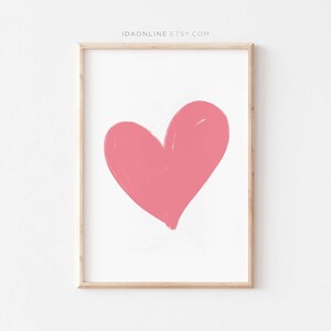Pink Heart Printable Heart Poster Bedroom Wall Art Girl's Room Decor ...