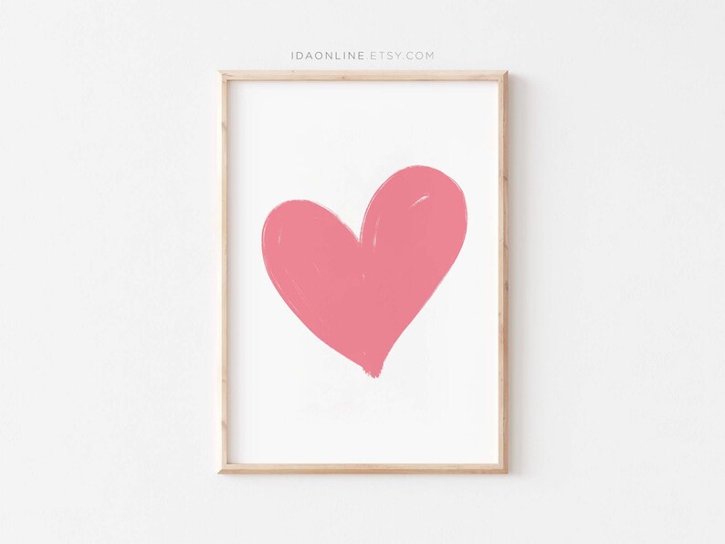 Pink Heart Printable Heart Poster Bedroom Wall Art Girl's Room Decor ...