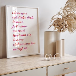 I Love You Different Languages Printable Valentines Day Decor Trendy ...