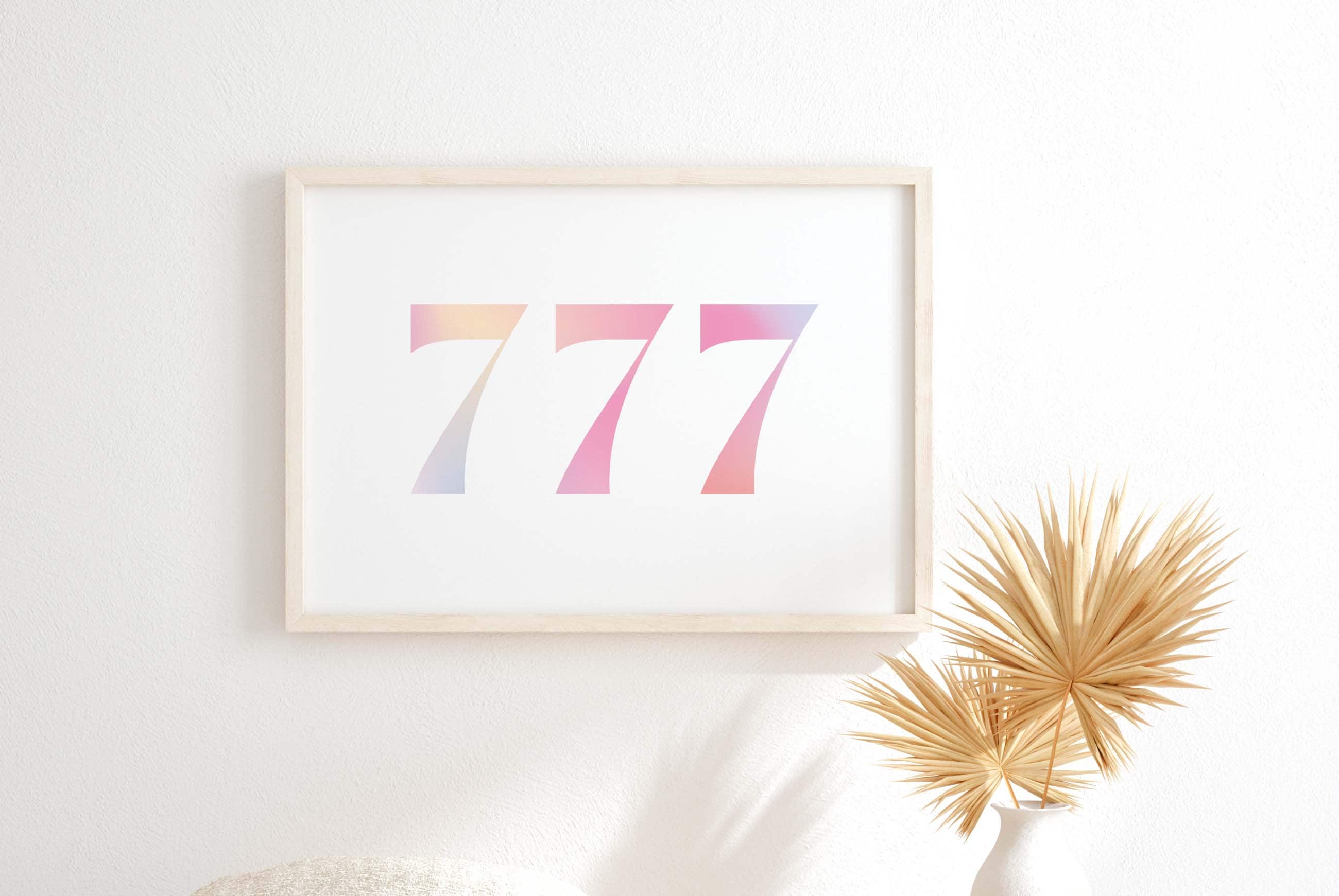 777 Manifest Printable Angel Numbers Gradient Print Aura Poster ...