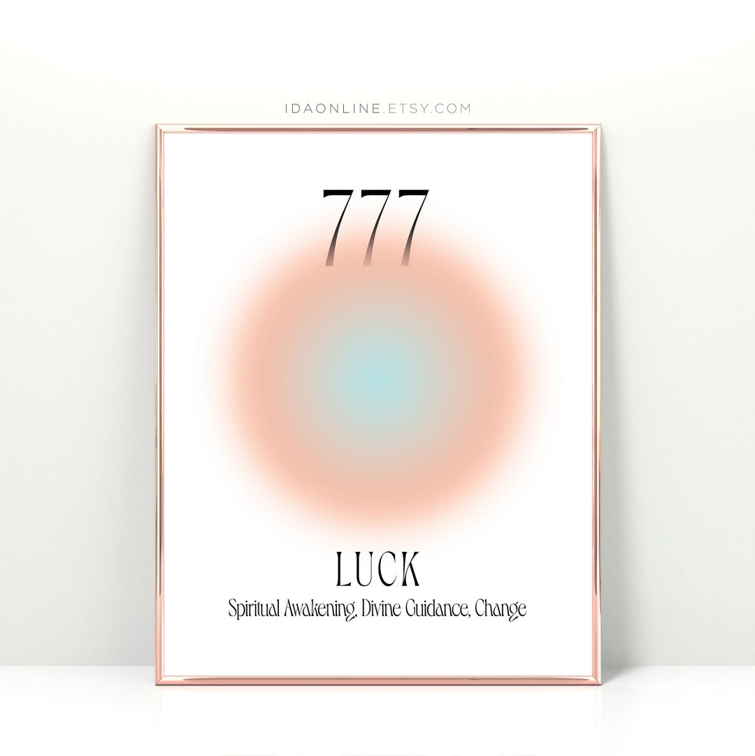 777 Manifest Printable Angel Numbers Gradient Print Aura Poster ...