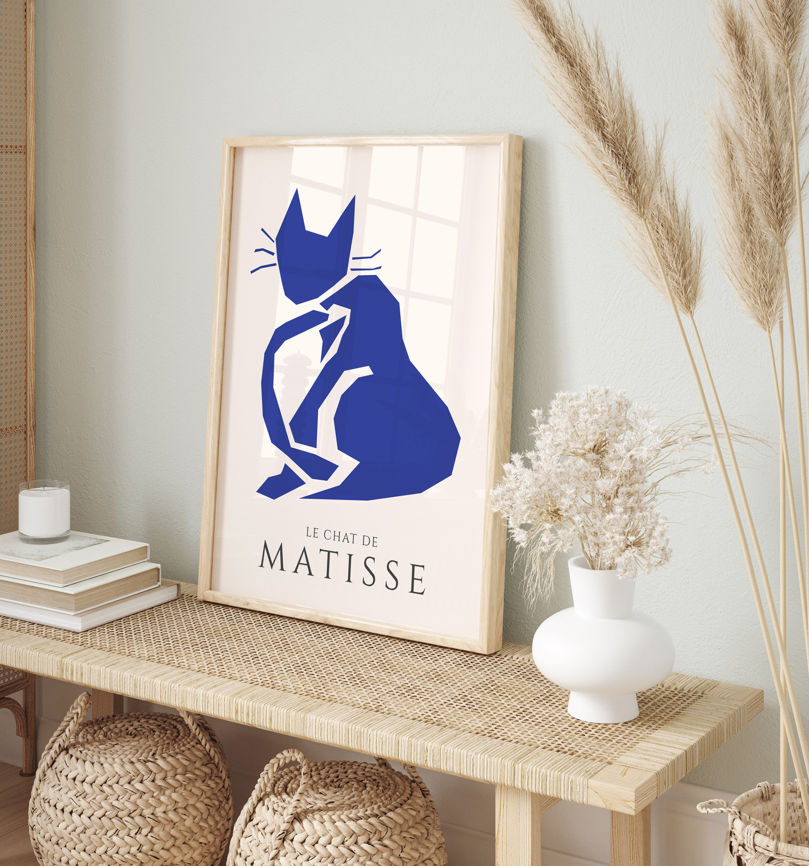Matisse's Cat Abstract Printable Blue Wall Art Cat Print Matisse Wall ...