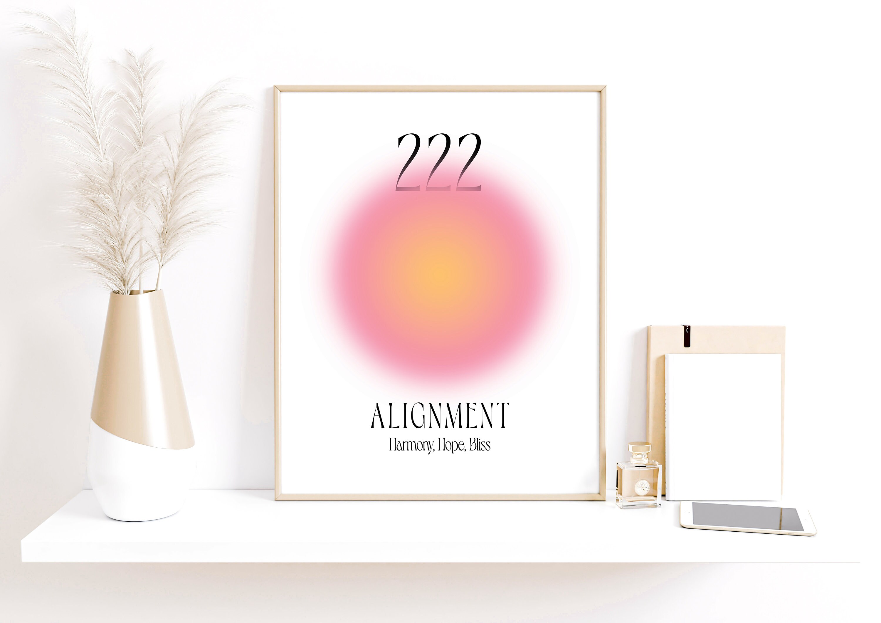 222 Manifest Printable Angel Numbers Gradient Print Aura Poster ...