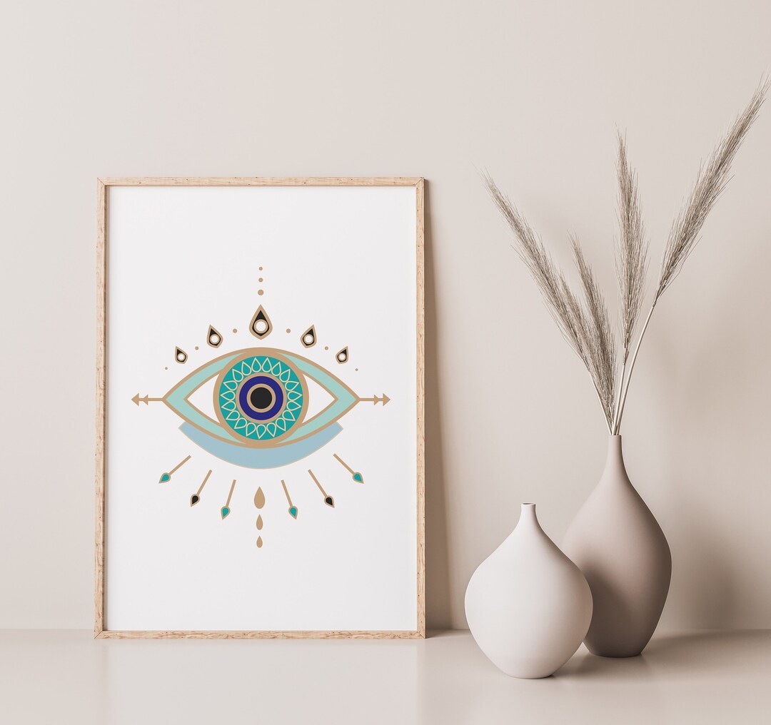 Evil Eye Printable Wall Art, Boho Home Decor, Neutral Print, Minimalist ...