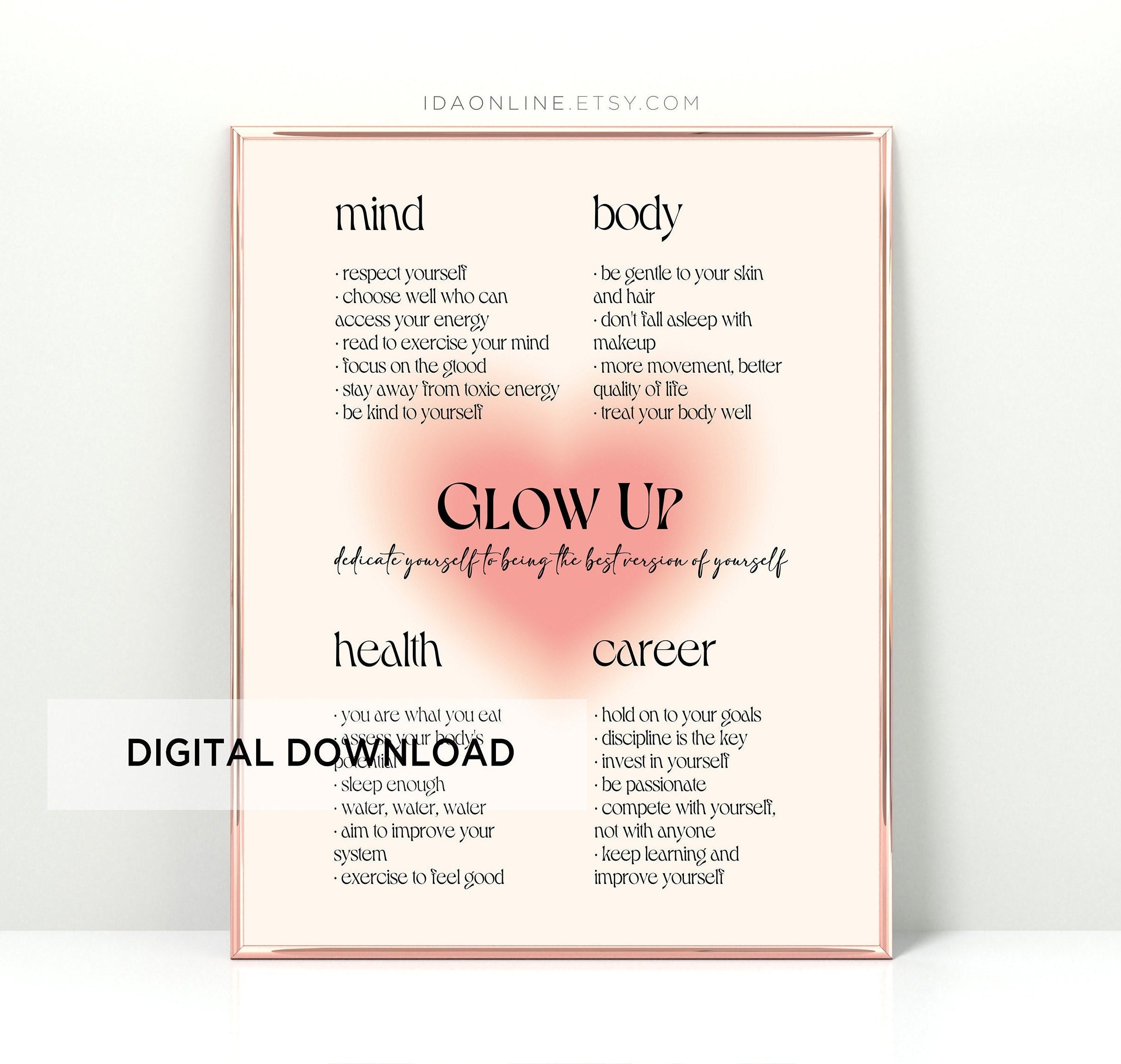 Glow up Affirmations Printable, Self Love Affirmations, Manifest Print ...