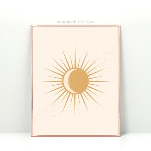 Gold Boho Sun Printable Sun Poster Celestial Art Aesthetic Minimalist ...