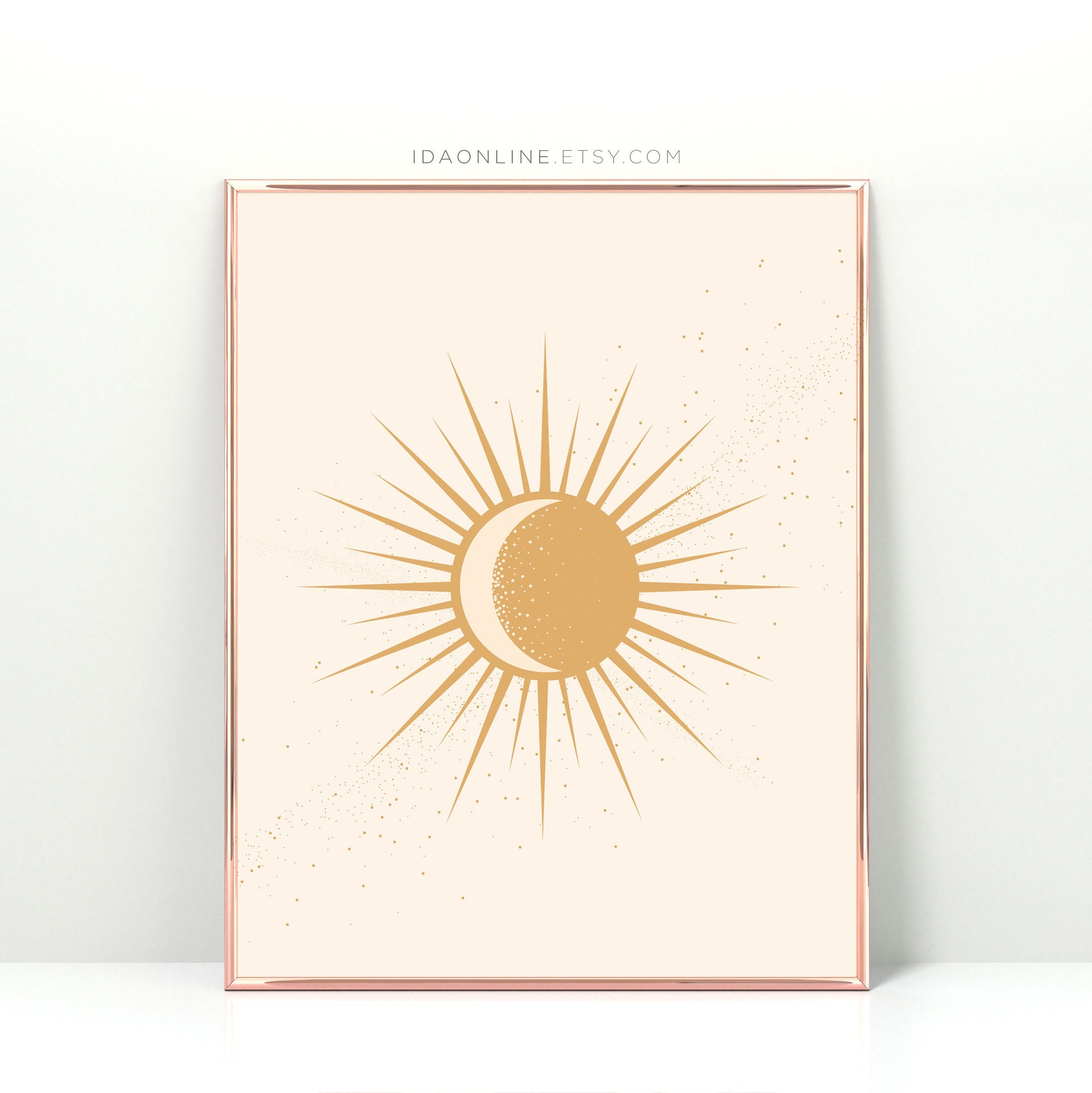 Gold Boho Sun Printable Sun Poster Celestial Art Aesthetic Minimalist ...