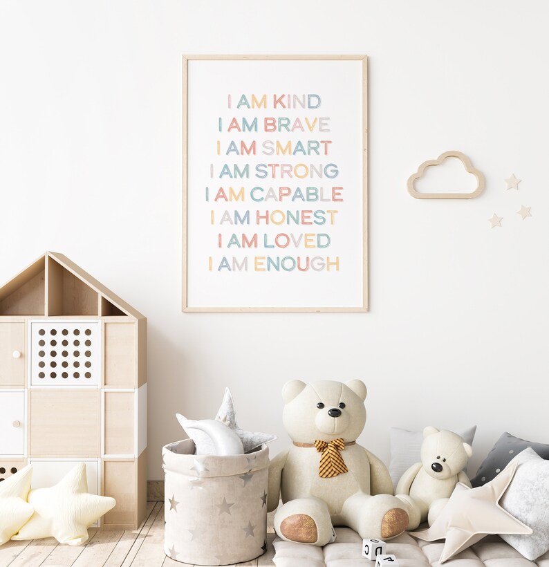 I Am.. Affirmations Boho Nursery Printable Nursery Wall Art Gender ...