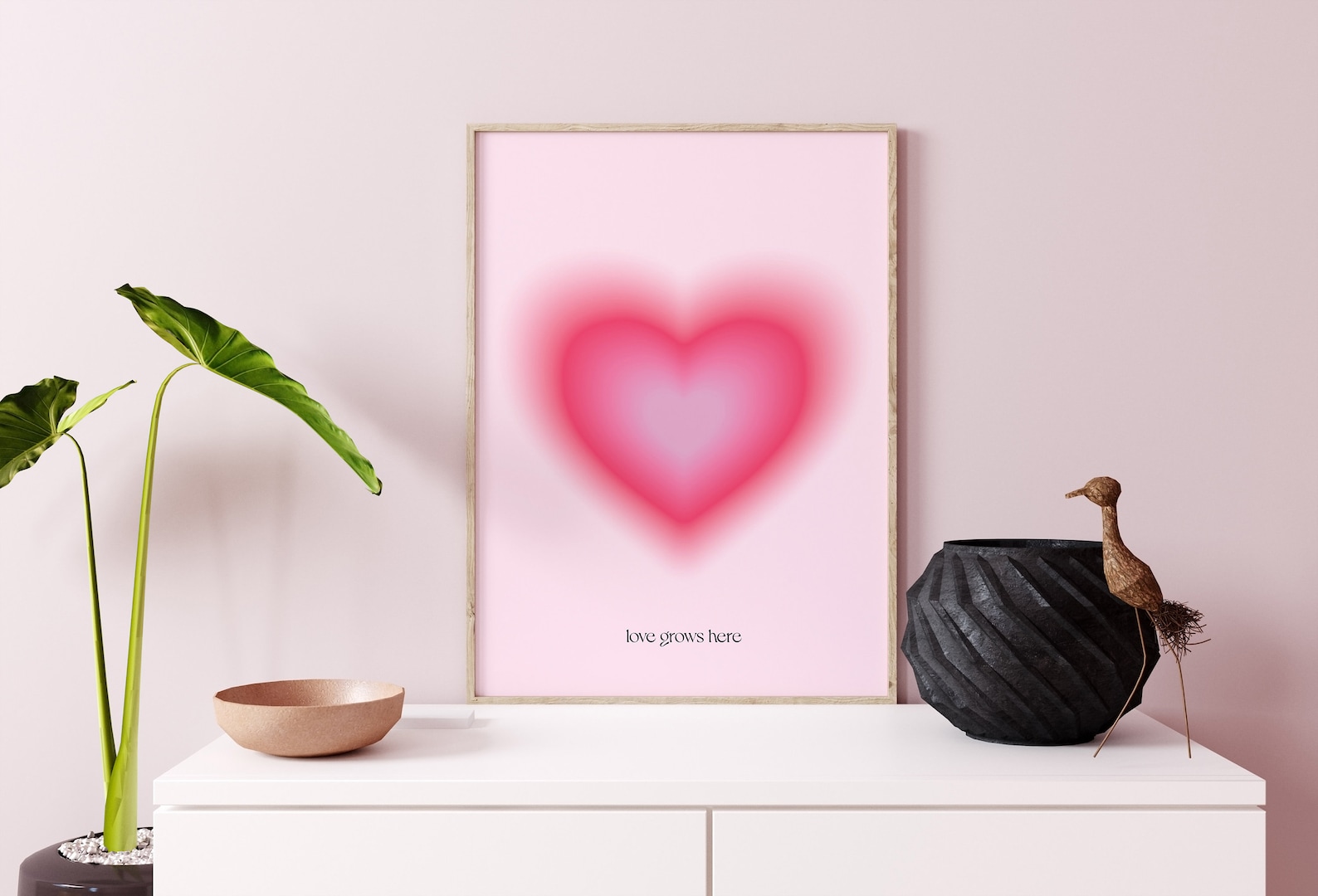 Love Grows Here Pink Printable Heart Poster Manifestation Gradient ...