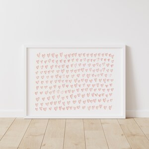 Pink Hearts Printable Heart Poster Bedroom Wall Art Girl's Room Decor ...