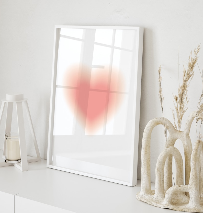 Blush Pink Heart Printable Heart Poster Bedroom Wall Art - Etsy