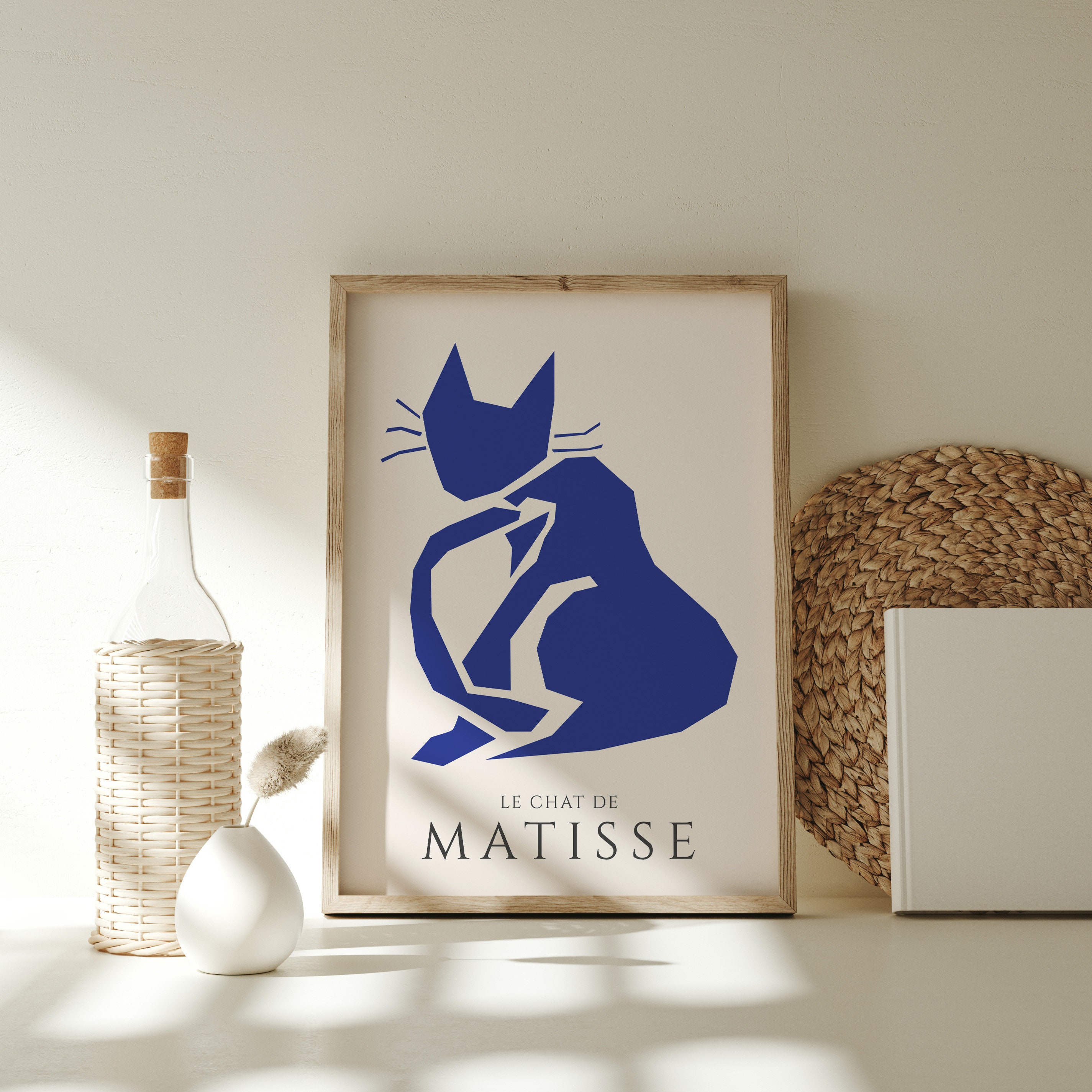 Matisse's Cat Abstract Printable Blue Wall Art Cat Print Matisse Wall ...