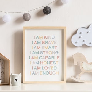 I Am.. Affirmations Boho Nursery Printable Nursery Wall Art Gender ...