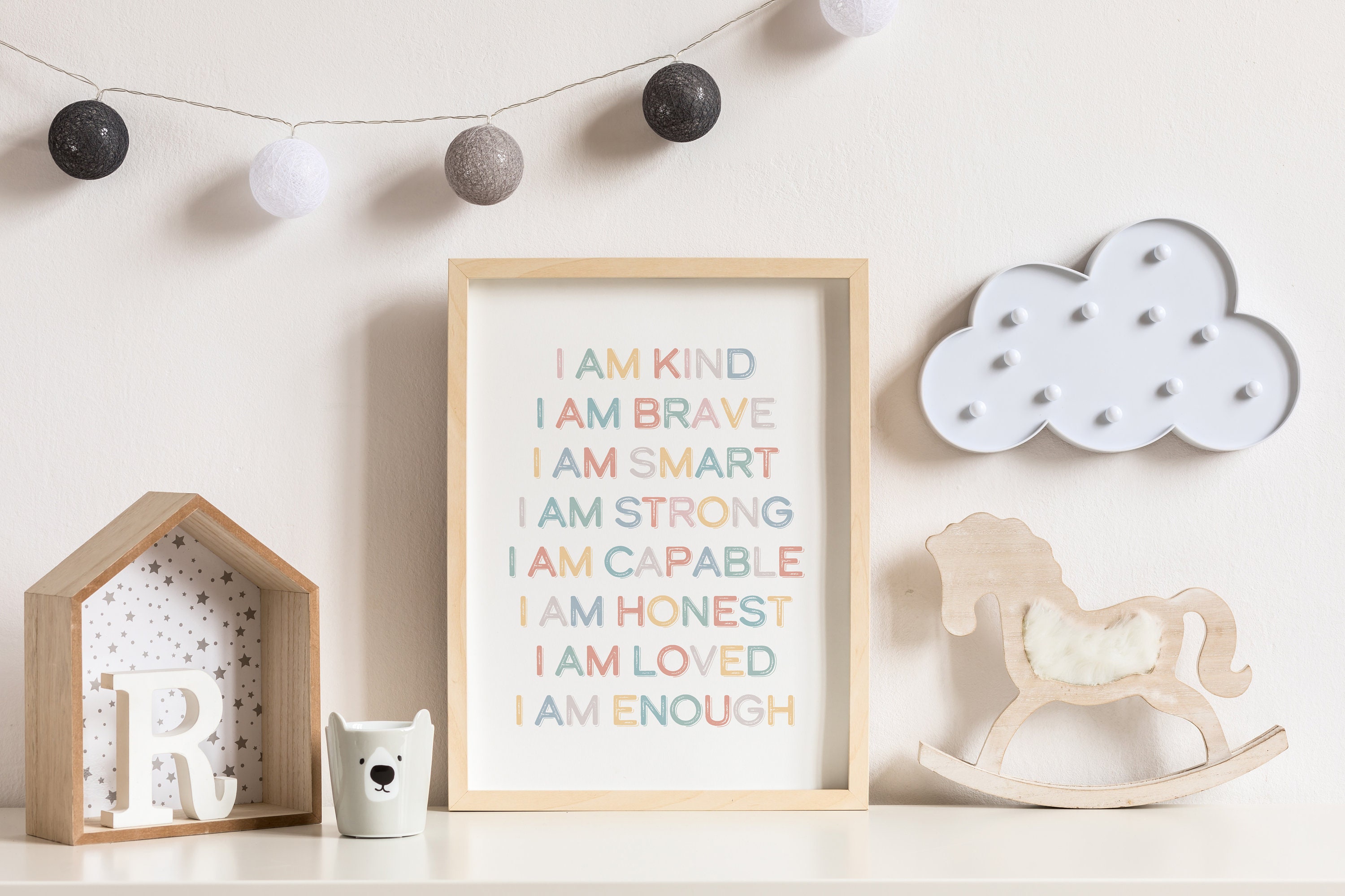 I Am.. Affirmations Boho Nursery Printable Nursery Wall Art Gender ...