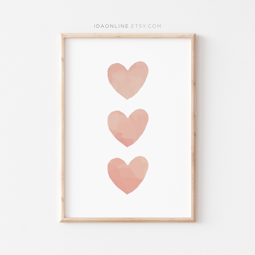 Blush Hearts Boho Nursery Printable Pink Heart Poster Nursery Wall Art ...