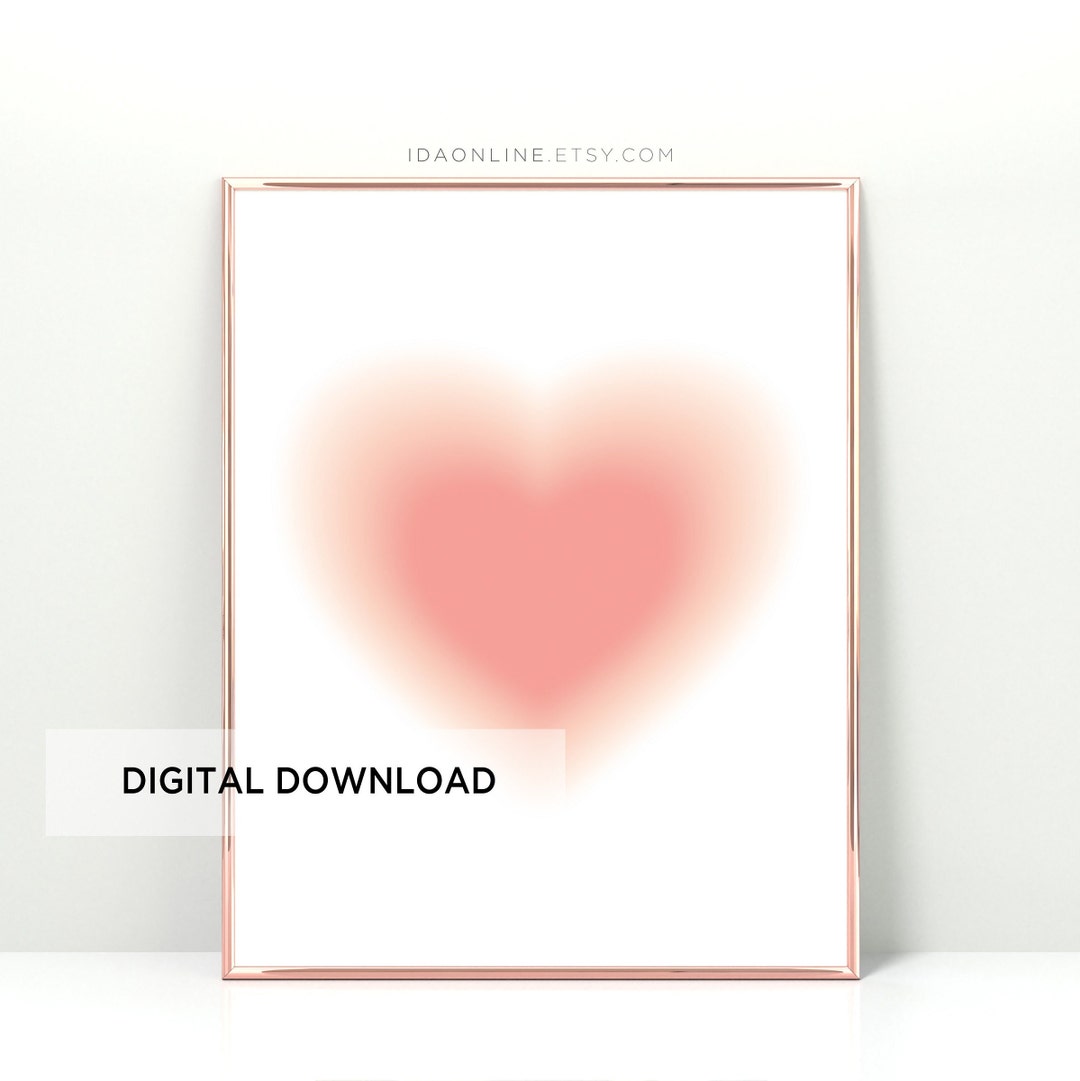 Blush Pink Heart Printable Heart Poster Bedroom Wall Art Girl's Room ...