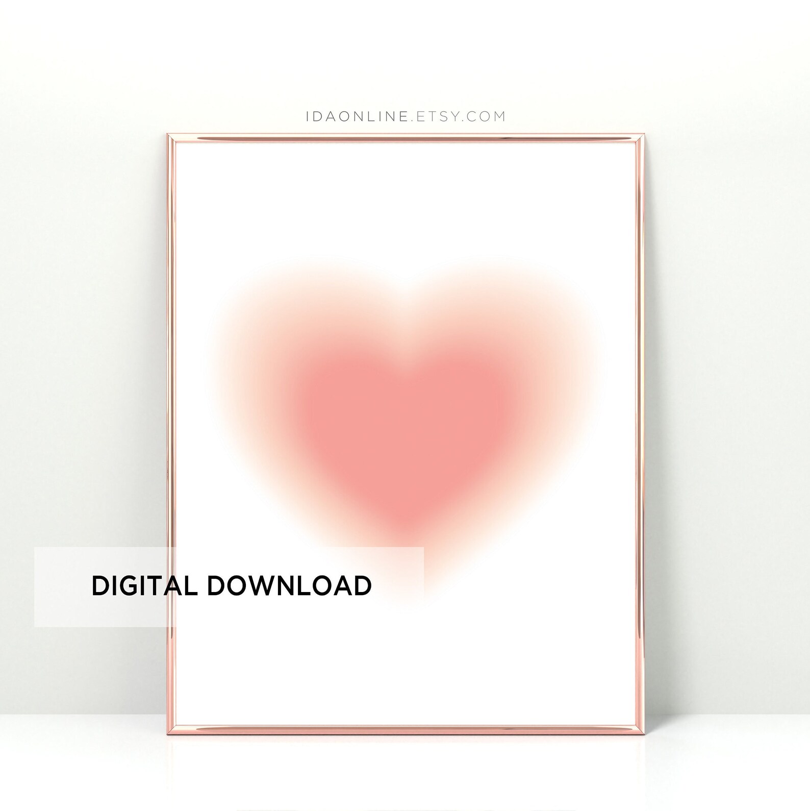 Blush Pink Heart Printable Heart Poster Bedroom Wall Art Girl's Room ...