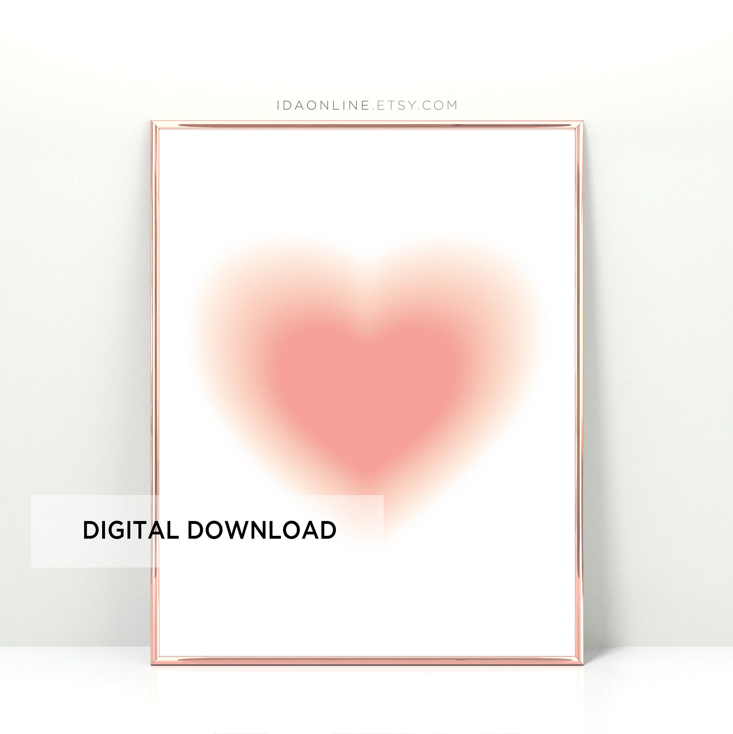 Blush Pink Heart Printable Heart Poster Bedroom Wall Art Girl's Room ...