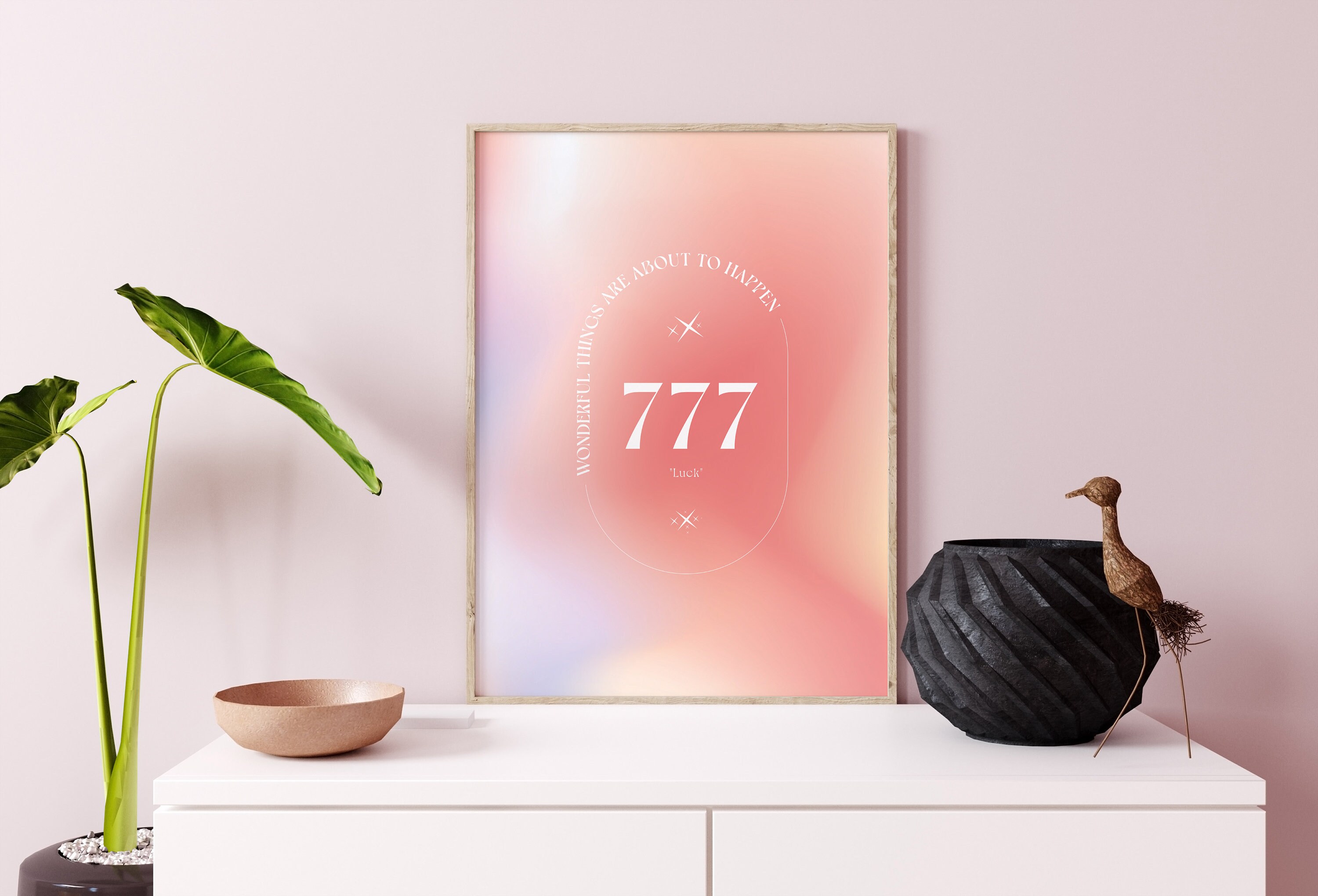 777 Manifest Printable Angel Numbers Gradient Print Aura Poster ...