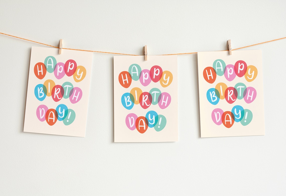Happy Birthday PRINTABLE Art Happy Birthday Sign Rainbow Birthday Party ...