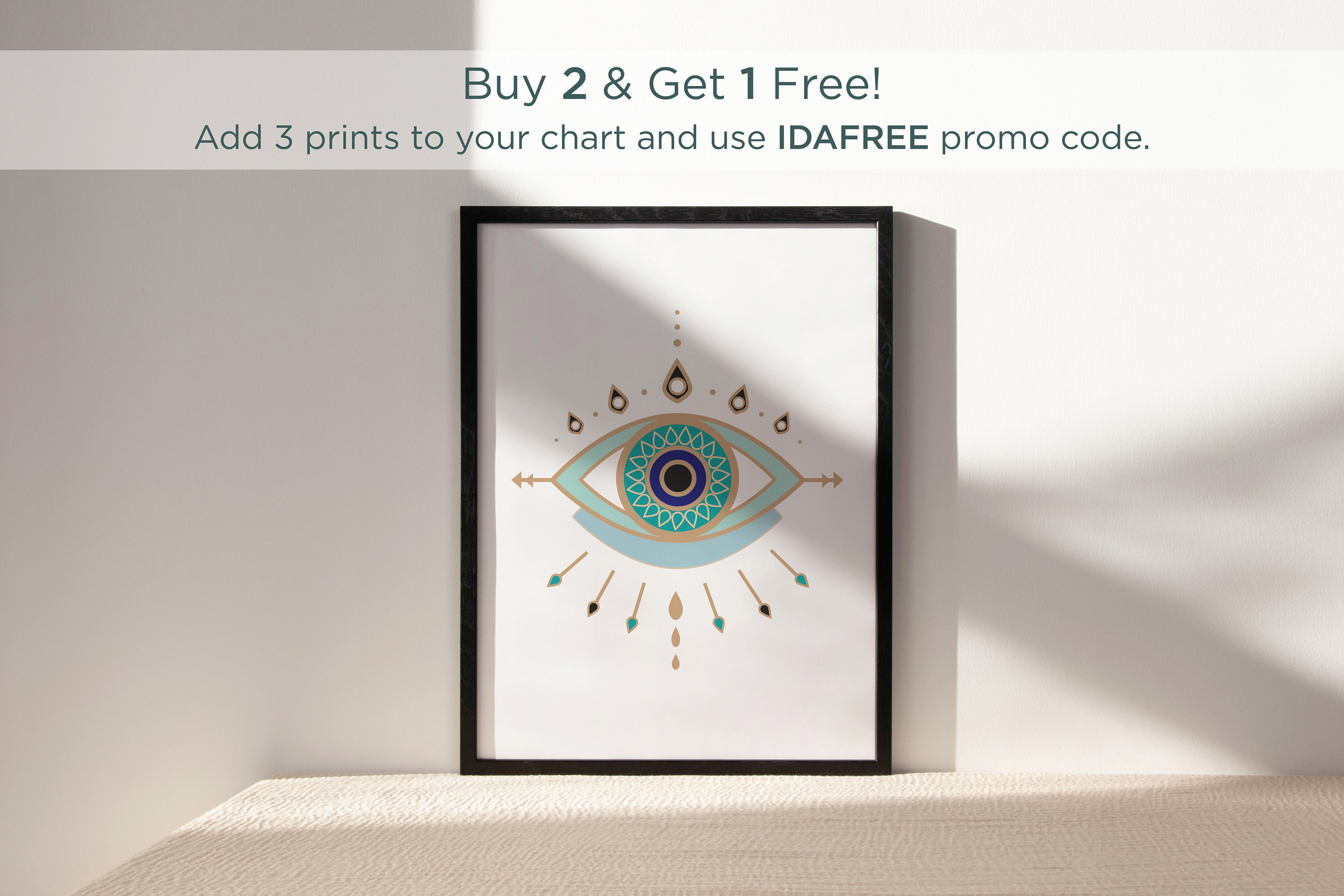Evil Eye Printable Wall Art, Boho Home Decor, Neutral Print, Minimalist ...