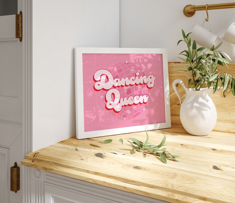 Dancing Queen Printable Disco Wall Art Party Poster Trendy Wall Art ...