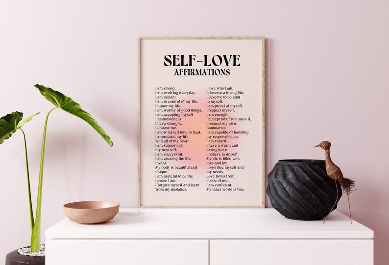 Daily Affirmations Printable, Self Love Affirmations, Manifest Print, Dorm Decor, Motivational ...