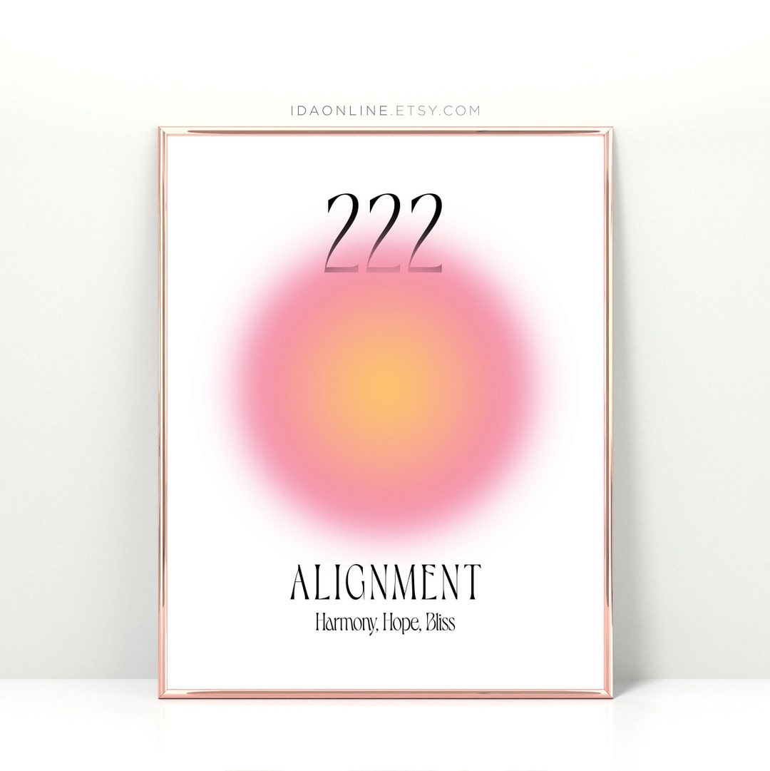 222 Manifest Printable Angel Numbers Gradient Print Aura Poster ...
