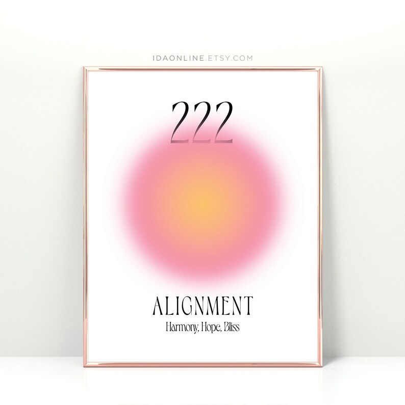 222 Manifest Printable Angel Numbers Gradient Print Aura Poster ...
