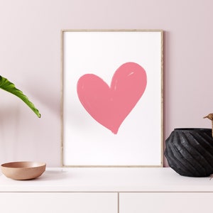 Pink Heart Printable Heart Poster Bedroom Wall Art Girl's Room Decor ...