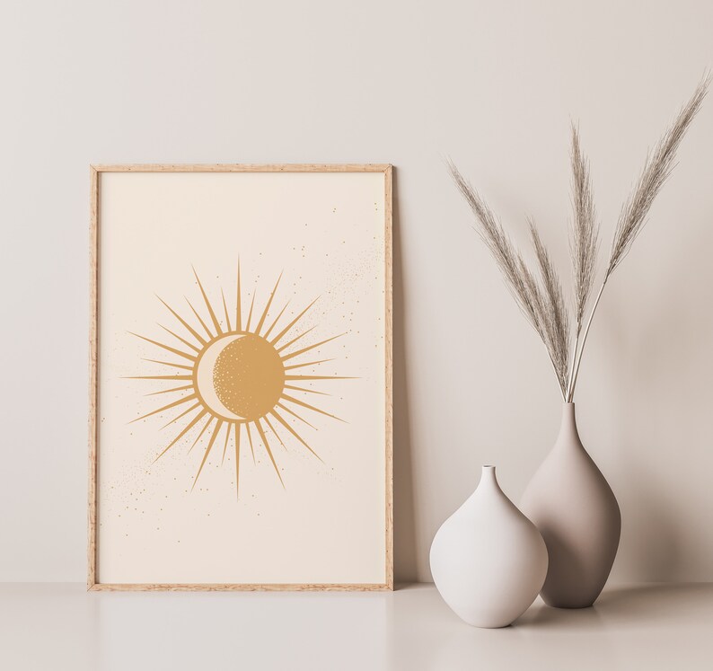 Gold Boho Sun Printable Sun Poster Celestial Art Aesthetic - Etsy