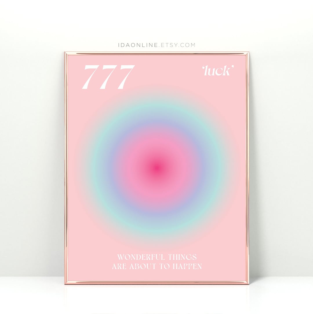 777 Manifest Printable Angel Numbers Gradient Print Aura Poster ...