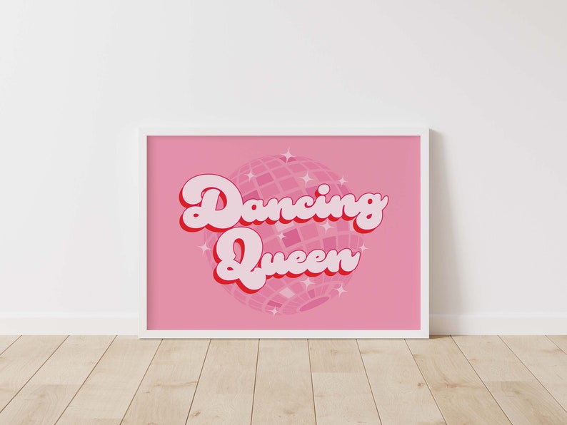 Dancing Queen Printable Disco Wall Art Party Poster Trendy Wall Art ...