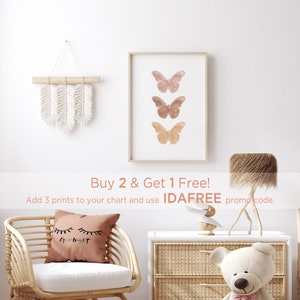 Boho Butterflies Boho Nursery Printable Butterfly Poster Nursery Wall ...