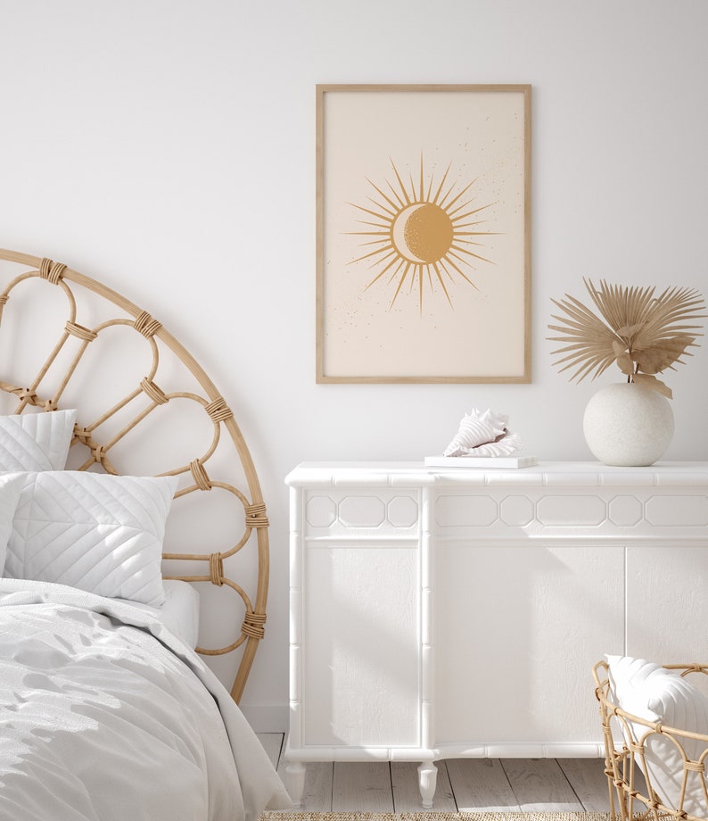 Gold Boho Sun Printable Sun Poster Celestial Art Aesthetic - Etsy