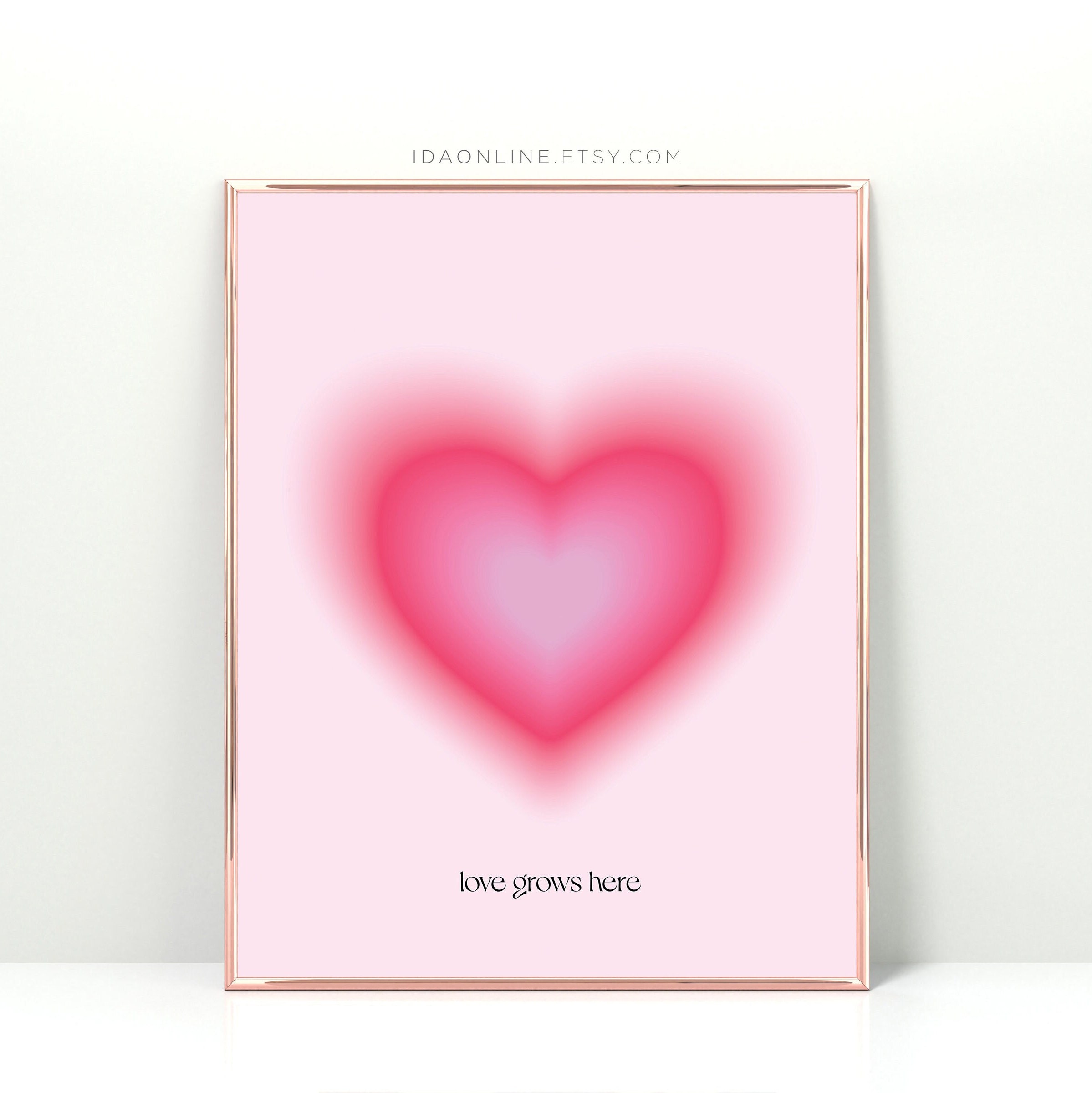 Love Grows Here Pink Printable Heart Poster Manifestation Gradient ...