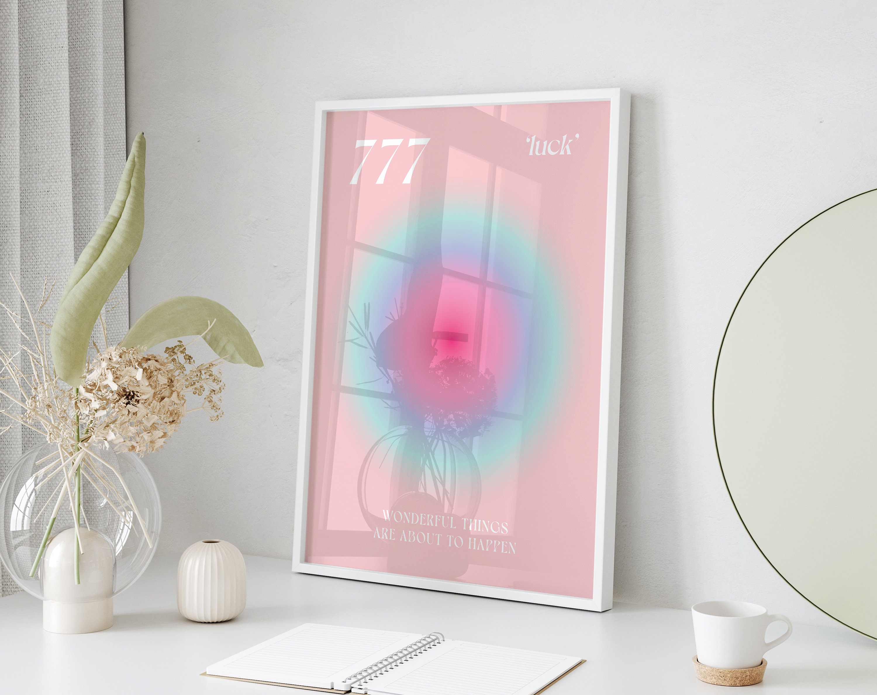 777 Manifest Printable Angel Numbers Gradient Print Aura Poster ...