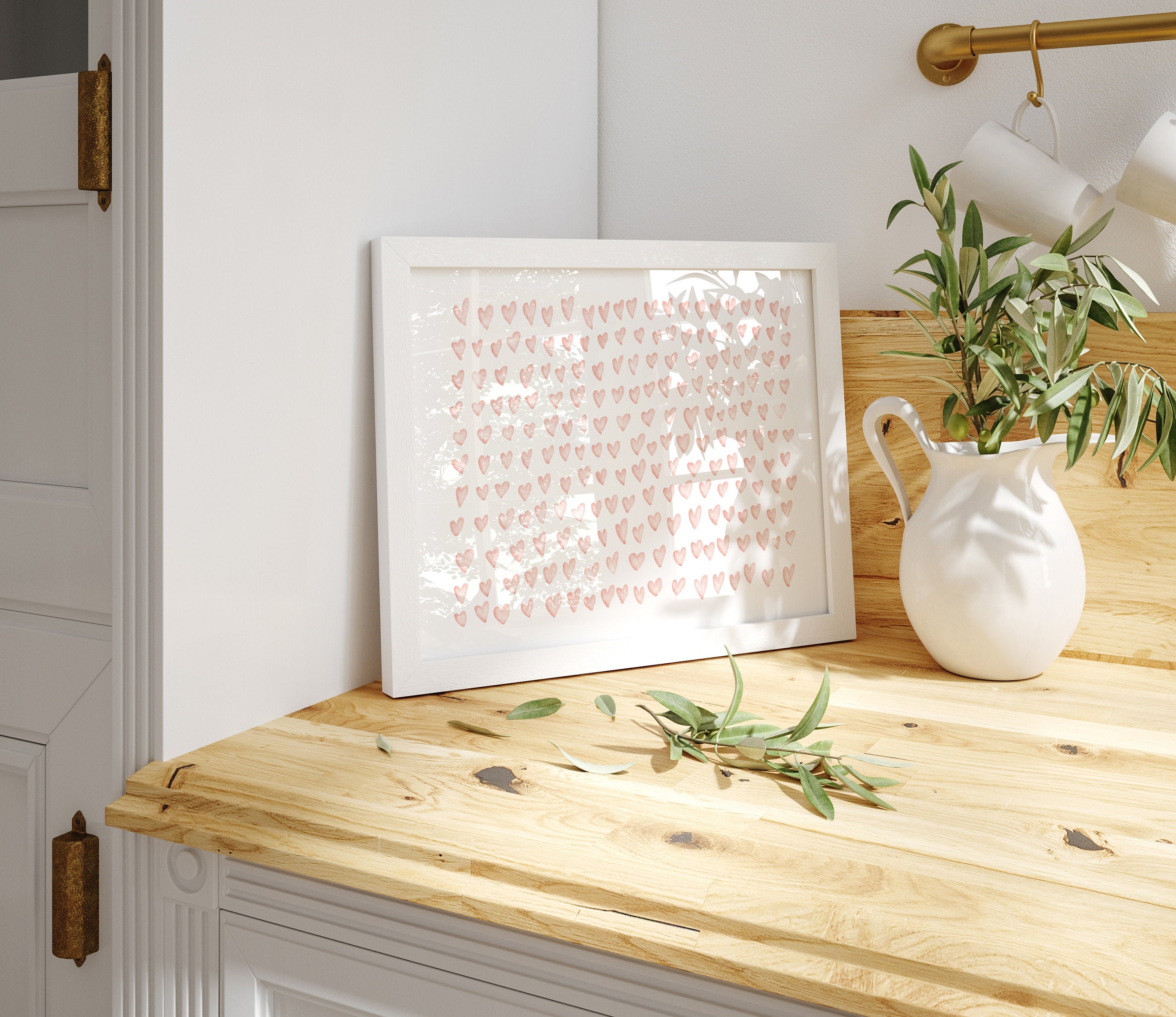 Pink Hearts Printable Heart Poster Bedroom Wall Art Girl's - Etsy