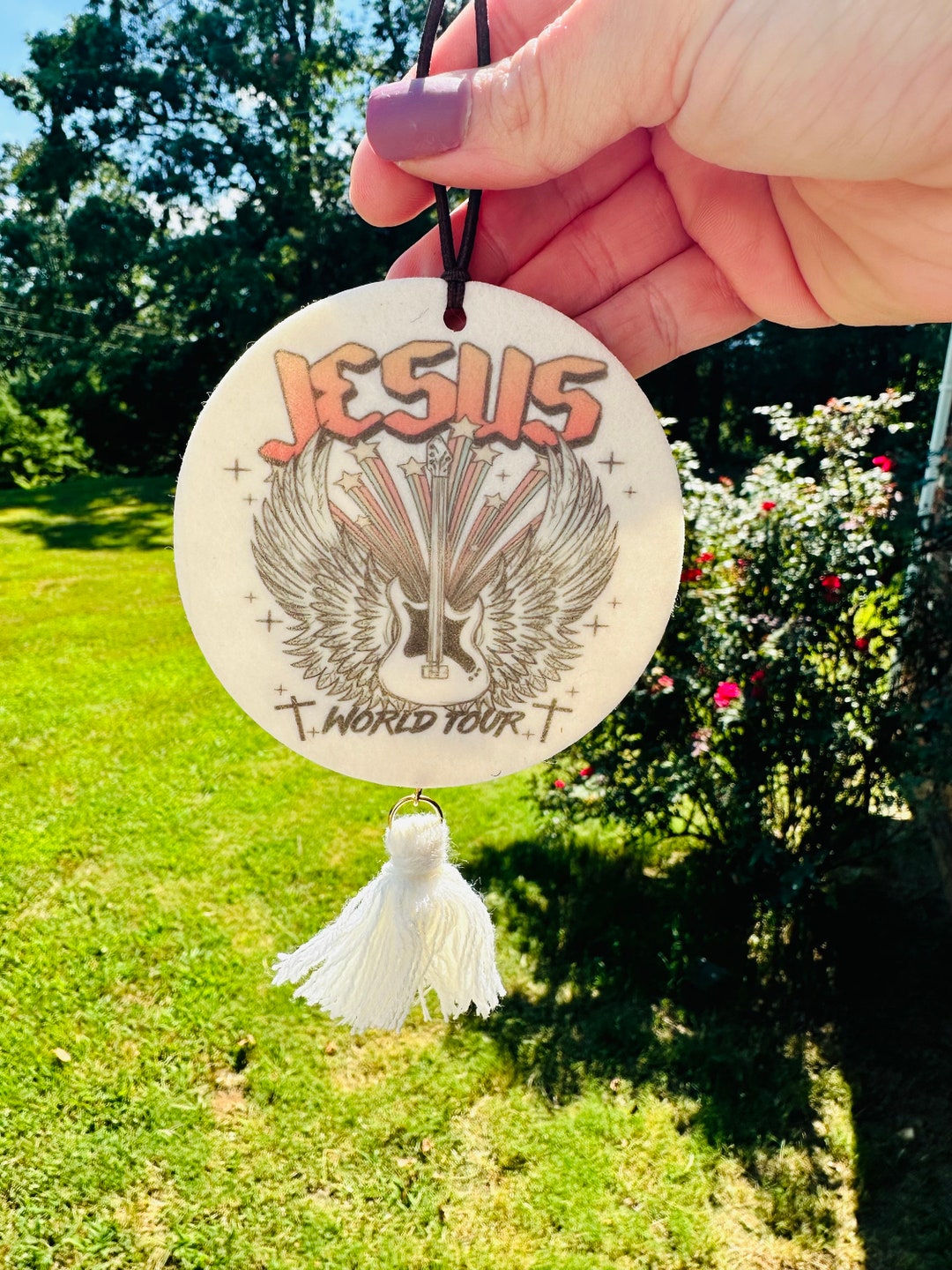 Jesus World Tour Band Christian Mom Car Air Freshner With Tassle Faith ...