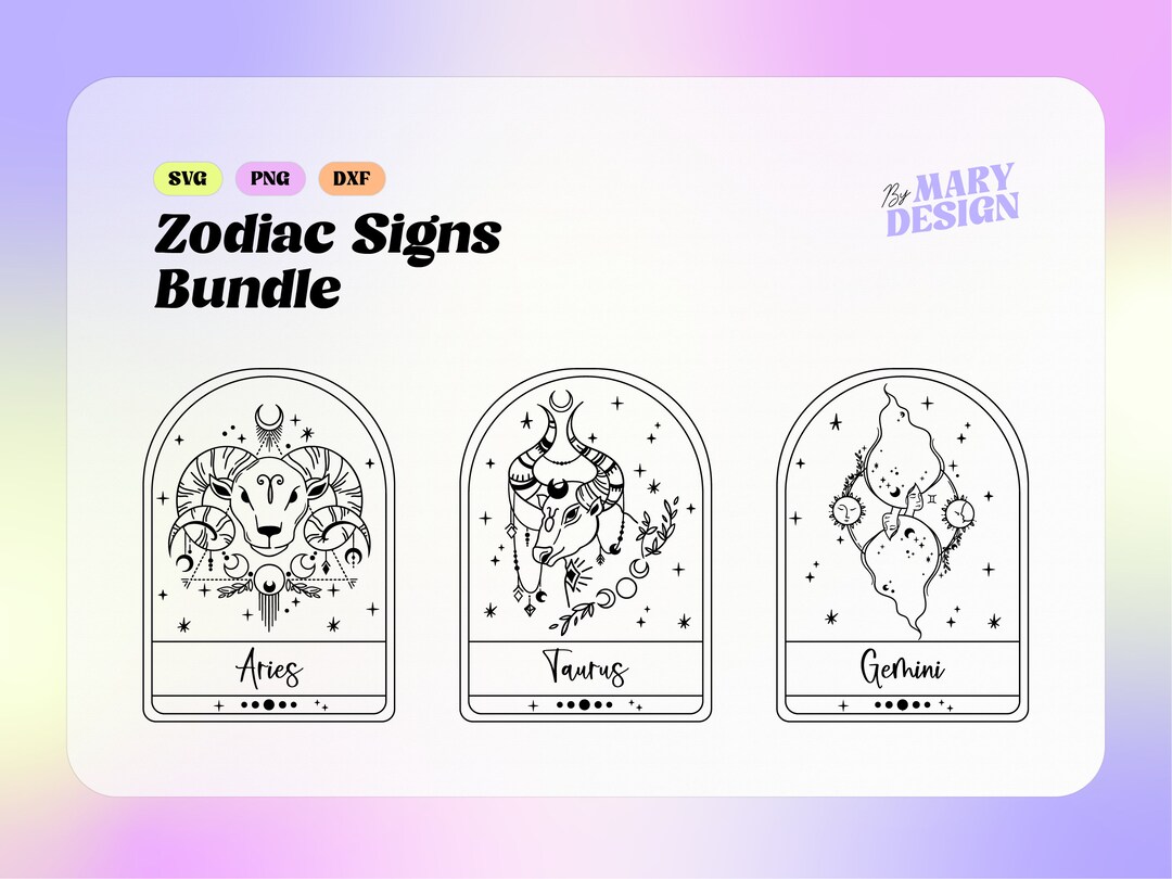 Zodiac Sign Bundle Svg, Zodiac Svg, Horoscope Svg, Astrology Svg, Svg ...